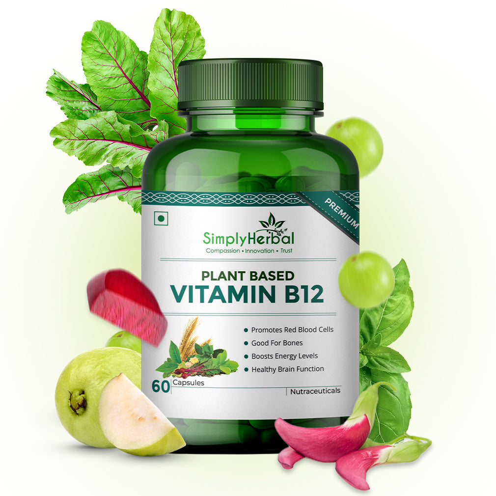 Simply Herbal Plant Based Vitamin B12 - 60 Capsules | Boost Energy & B ...