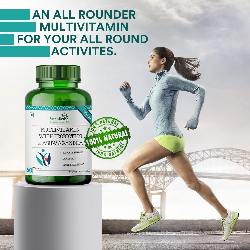 Simply Herbal Multivitamin With Probiotics & Ashwagandha Enriched With ...