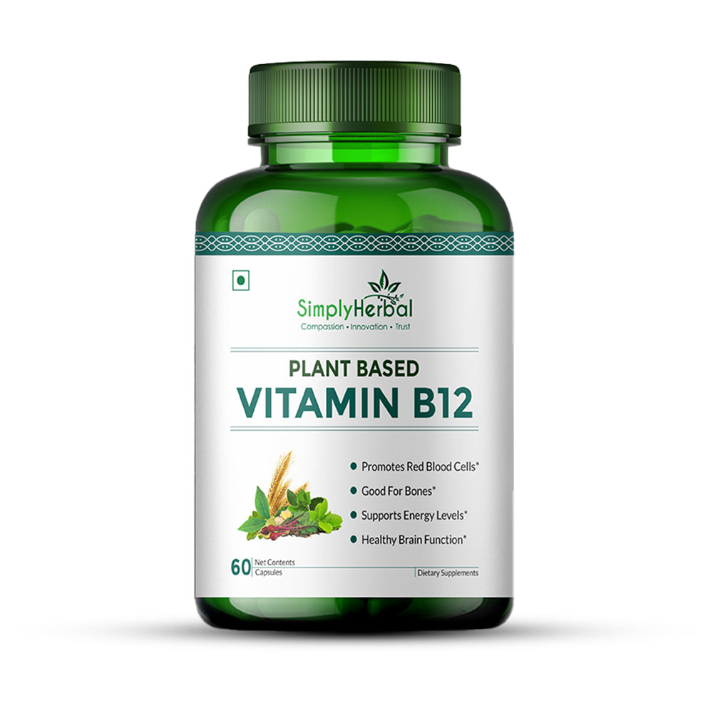 Simply Herbal Plant Based Vitamin B12 - 60 Capsules | Boost Energy & B ...